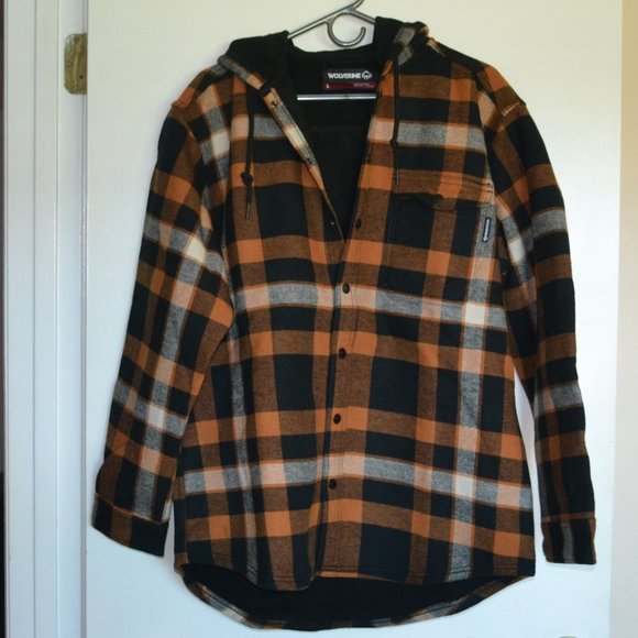 Wolverine | Shirts | New Mens Wolverine Flannel Hoodie Jacket Shirt ...